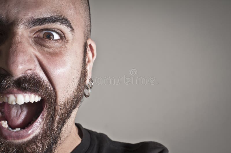 Mid-frontal Portrait Of A Man Yelling - Free Photo from StockFreeImages