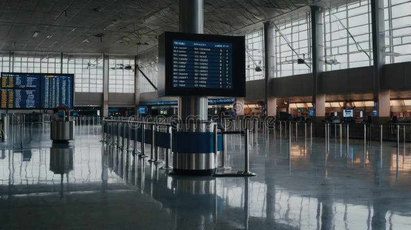 The Foreground Displays a Highly Reflective, Polished, Light Gray Floor ...