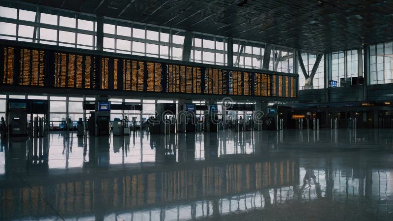 The Foreground Displays a Highly Reflective, Polished, Light Gray Floor ...
