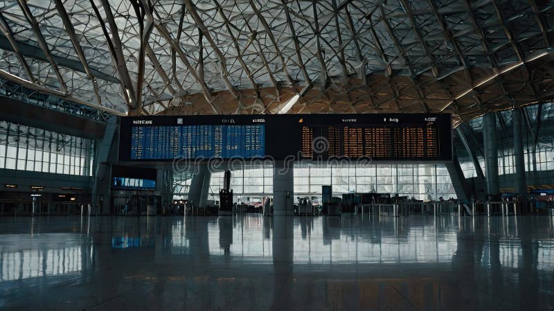 The Foreground Displays a Highly Reflective, Polished, Light Gray Floor ...