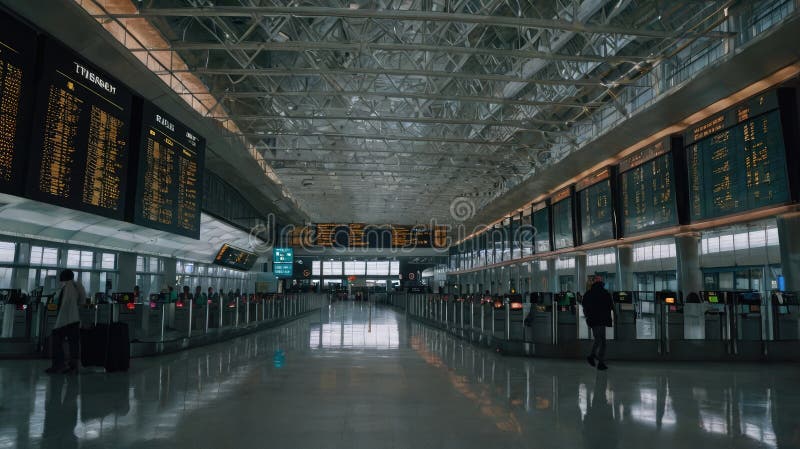 The Foreground Displays a Highly Reflective, Polished, Light Gray Floor ...