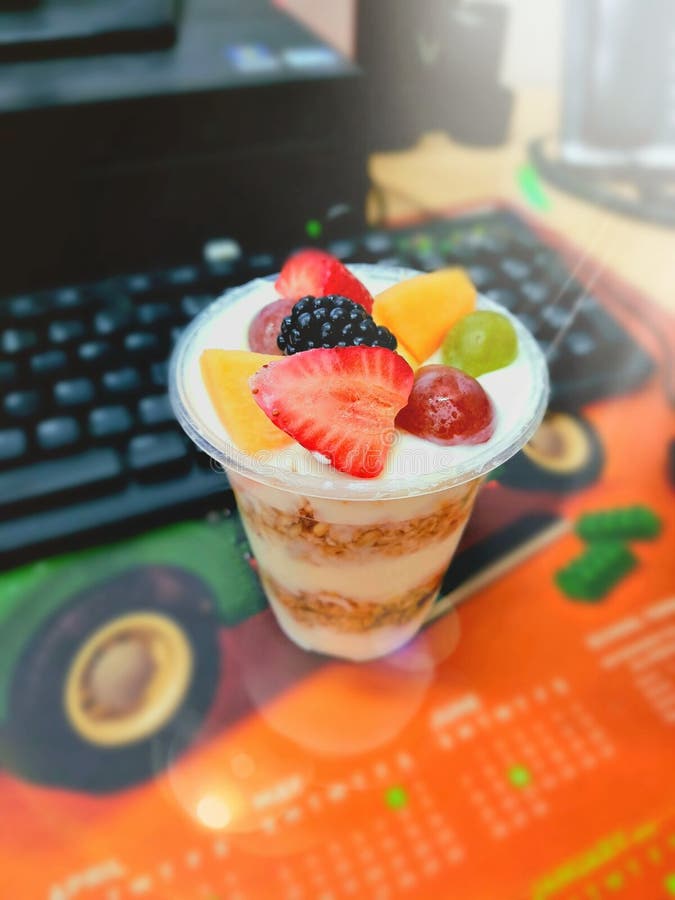 Mid morning snack stock image. Image of strawberry, morning - 219678819