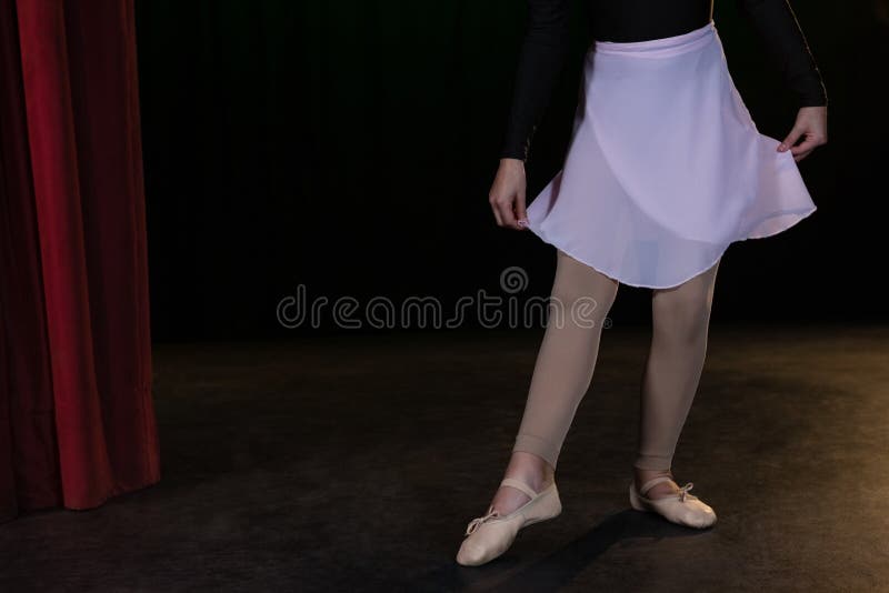 Ballerina Practicing Ballet Dance in the Stage Stock Photo - Image of ...