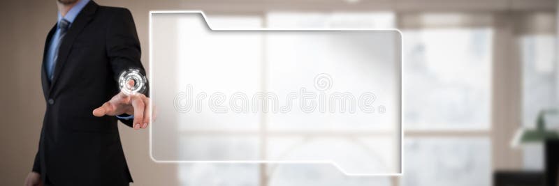 Mid Section of Businessman in Suit Touching Index Finger on Invisible ...