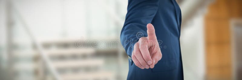 Mid Section Businessman Using Invisible Imaginary Interface Against ...