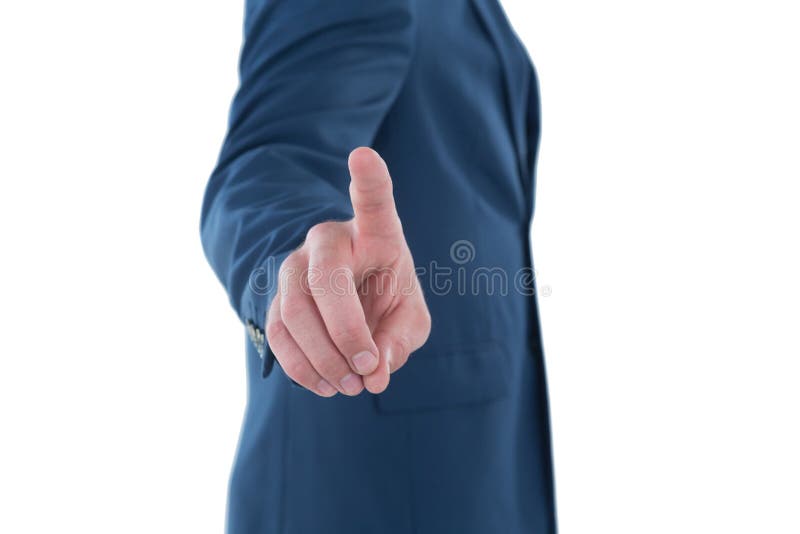 Mid Section of Businessman and Businesswoman Shaking Hands Against ...