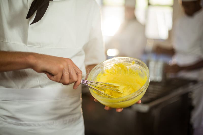 Mid Section of Chef Mixing Dough Stock Image - Image of expertise ...