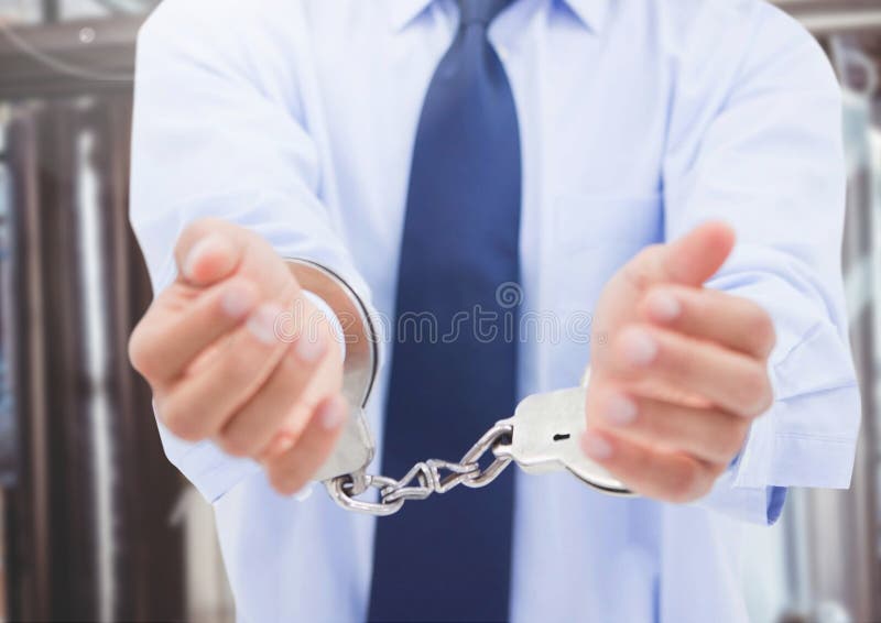 Mid Section of Corrupt Businessman in Hand Cuffs Stock Image - Image of ...