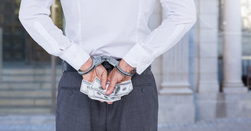 Mid Section Of Corrupt Businessman In Hand Cuffs Stock Image - Image of ...