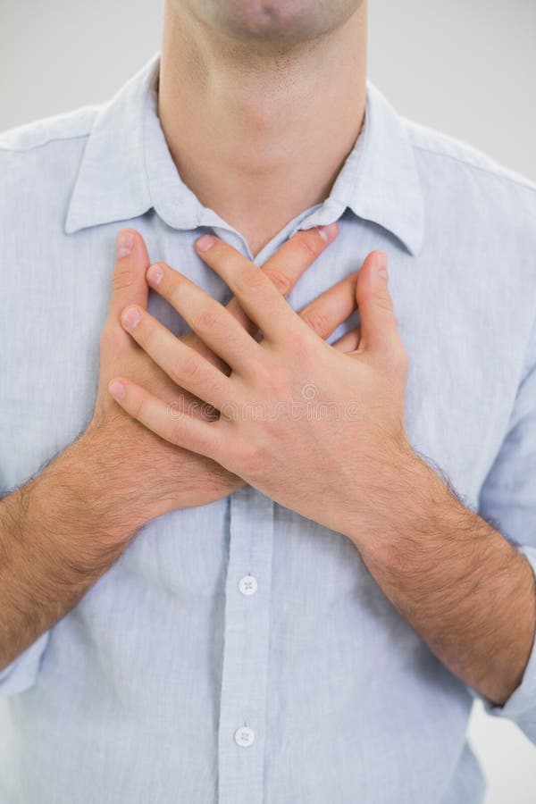Mid Section of a Man with Chest Pain Stock Image - Image of aching ...