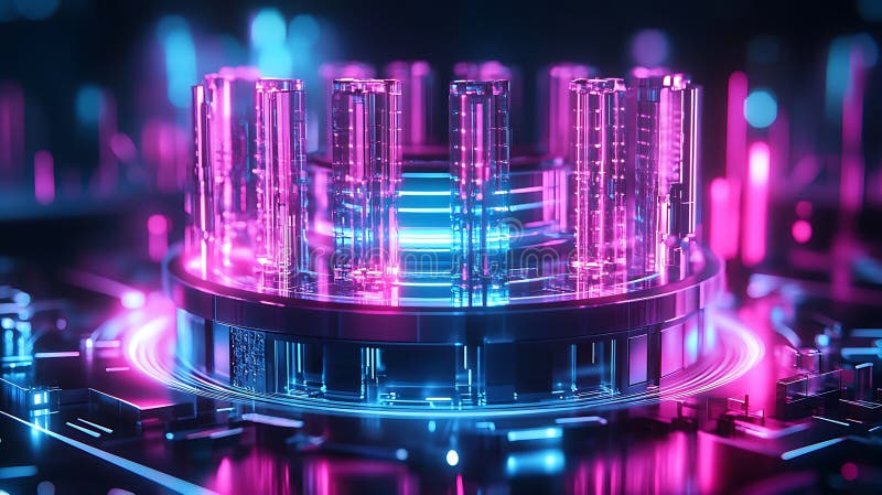 Glitchy Mid-scale Quantum Device | Nisq Limitations in Futuristic Neon ...