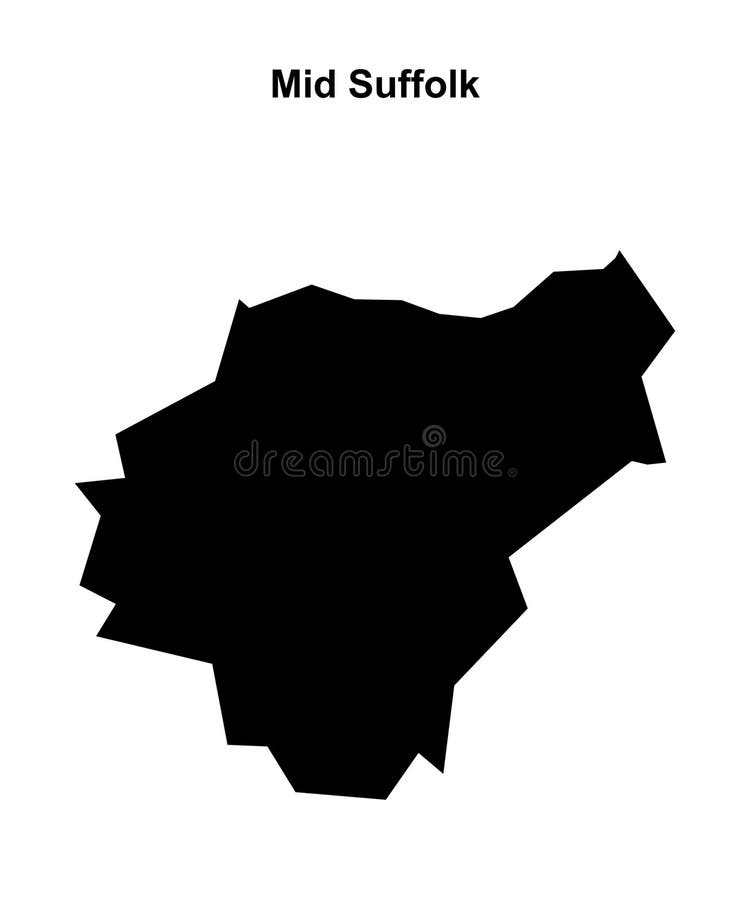 Mid Suffolk outline map stock illustration. Illustration of boundary ...
