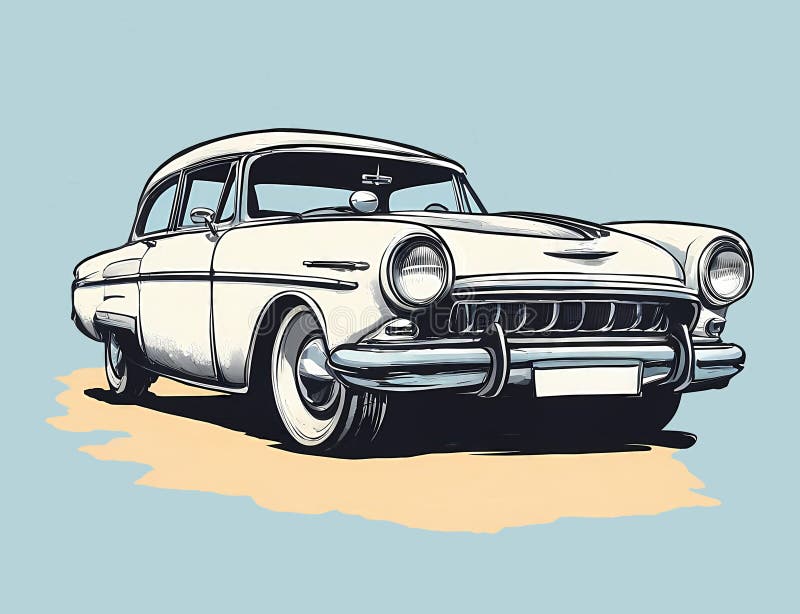 A Mid-20th Century Comic Book-style Shabby Chic Car with Empty Copy ...
