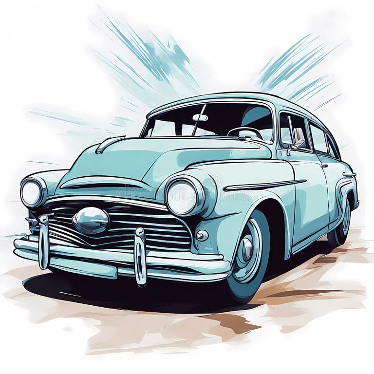 A Mid-20th Century Comic Book-style Shabby Chic Car with Empty Copy ...