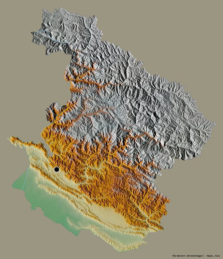 Mid-Western, Development Region of Nepal, on Solid. Relief Stock ...