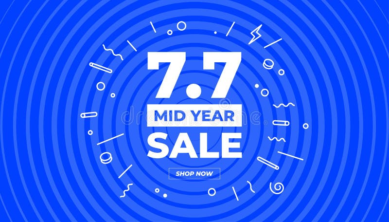 7.7 Mid Year Sale Banner Template on Blue Background Stock Vector ...