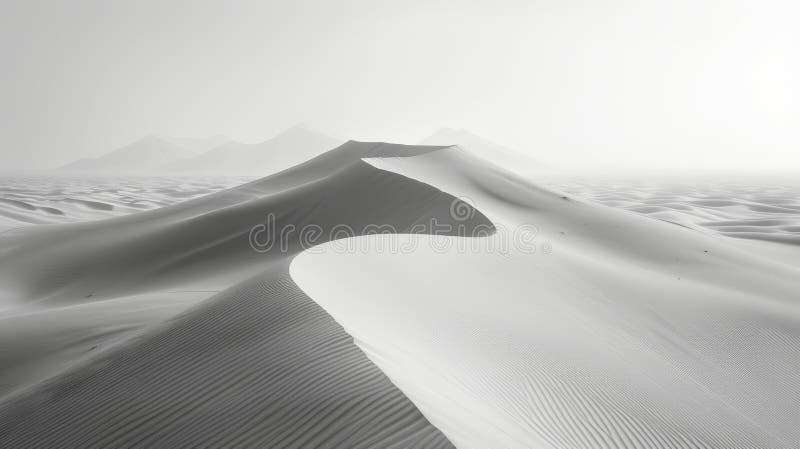 Midday Mirage Detailed Monochromatic Desert with Optical Illusion in ...