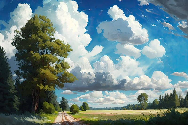 A Midday Wooded Scene is the Setting for this Painting Stock ...