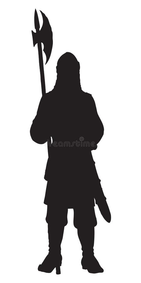 Middeleeuwse Strijder Met Een Hellebaard Vector Tekening Vector ...