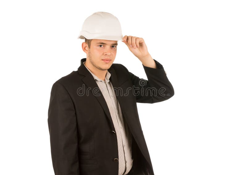 Middle Age Good Looking Engineer in Black Coat Stock Photo - Image of ...