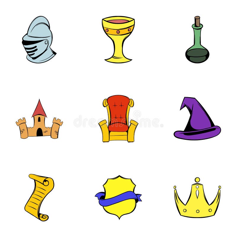 Middle Age Icons Set, Cartoon Style Stock Vector - Illustration of ...