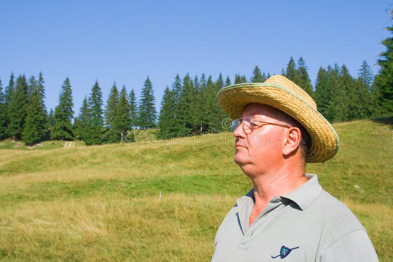 Middle age man stock photo. Image of farmer, worker, meadow - 6224796