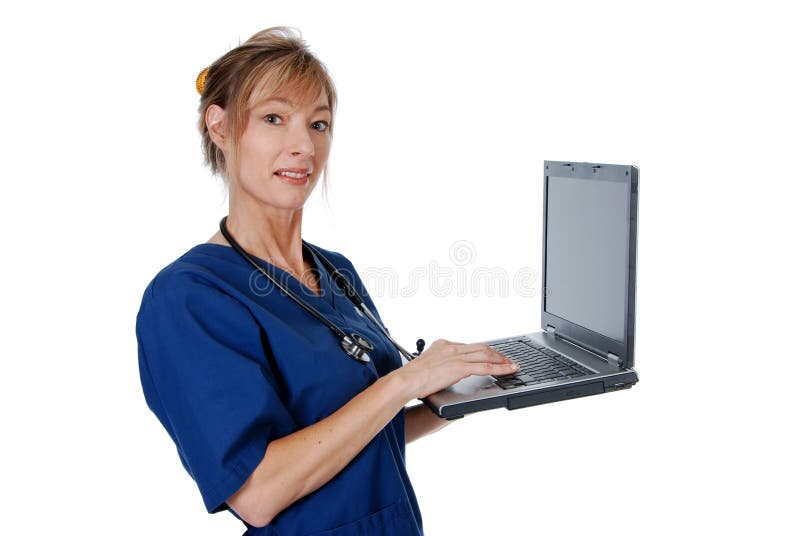 Laptop Nurse stock image. Image of care, data, computer - 1757727