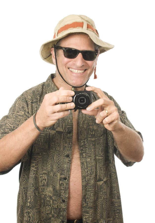 Middle Age Senior Tourist Male Digital Camera Stock Photo - Image of ...
