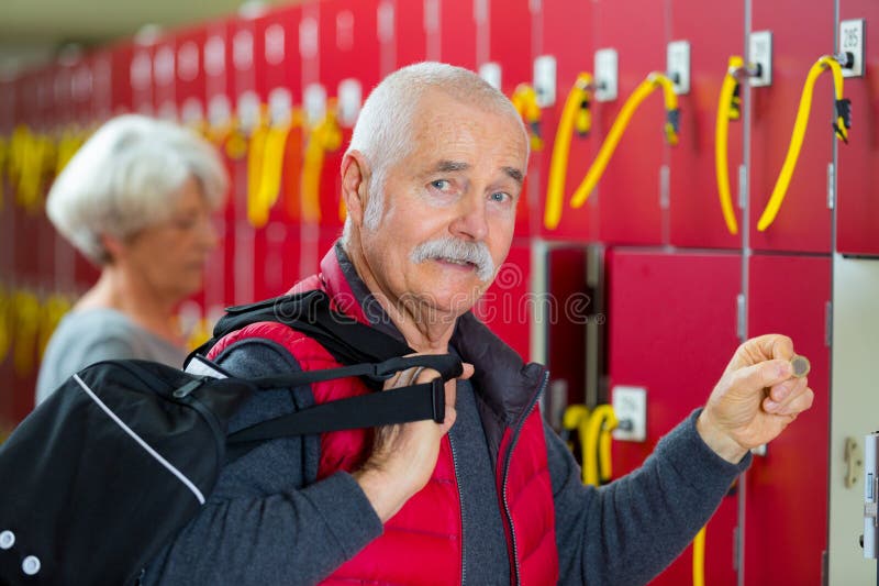 Middle Age Sportive Man Locker Room Stock Image - Image of fitness ...