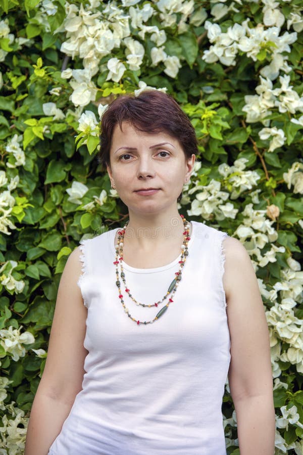 Middle Age Woman in the Park in the Spring Stock Photo - Image of ...