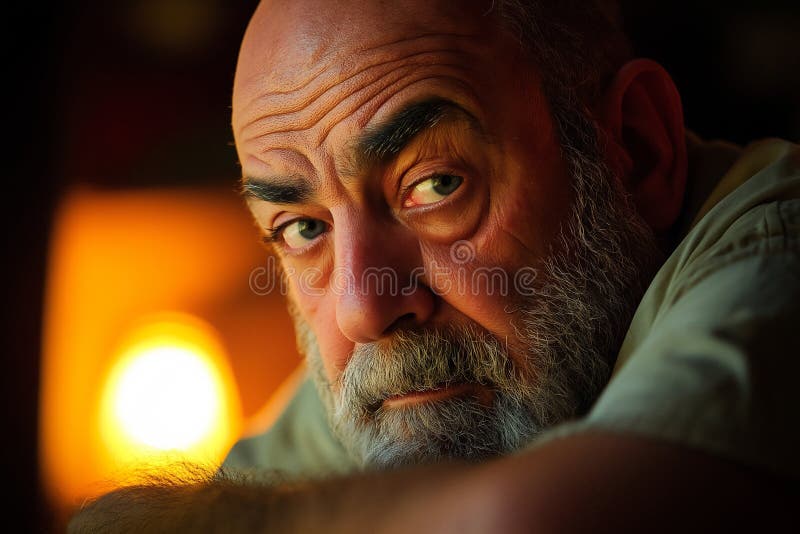 Middle-aged Arab Man Enjoying a Contemplative Moment at the Dinner ...