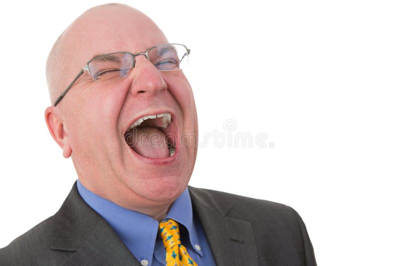 Middle Aged Bald Businessman Laughing Out Loud Stock Images Image