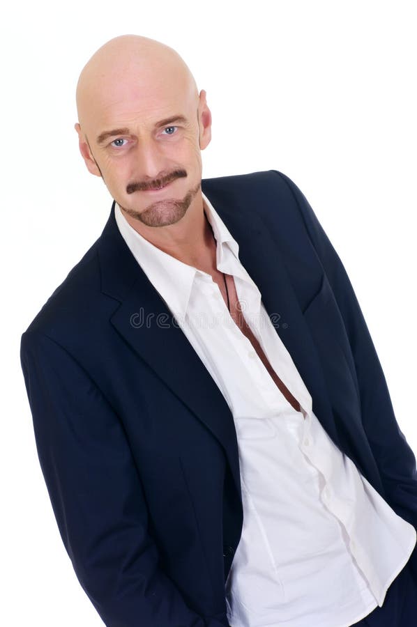 Shot of Serious Bald Man Posing with Arms Crossed Stock Photo - Image ...
