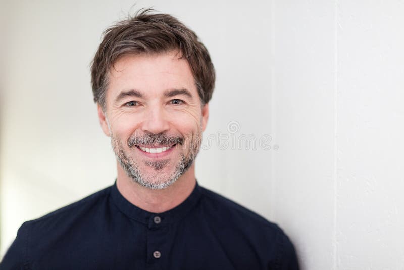 Middle Aged Bearded Man Portrait Stock Photo - Image of gesture, middle ...