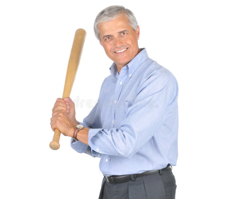 Middle Aged Businessman with Baseball Bat Stock Image - Image of happy ...
