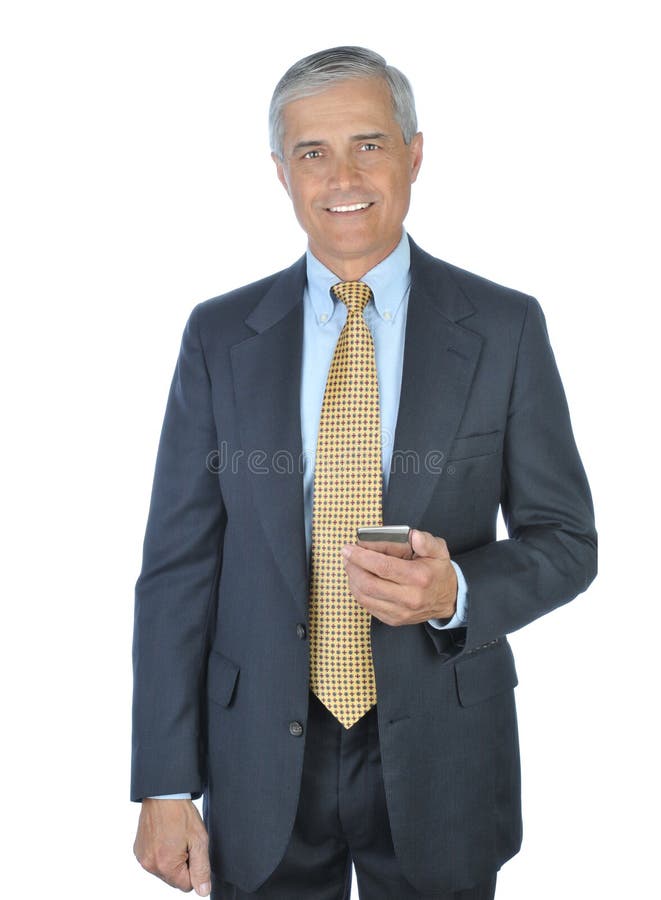 Middle Aged Businessman with Electronic Device Stock Image - Image of ...