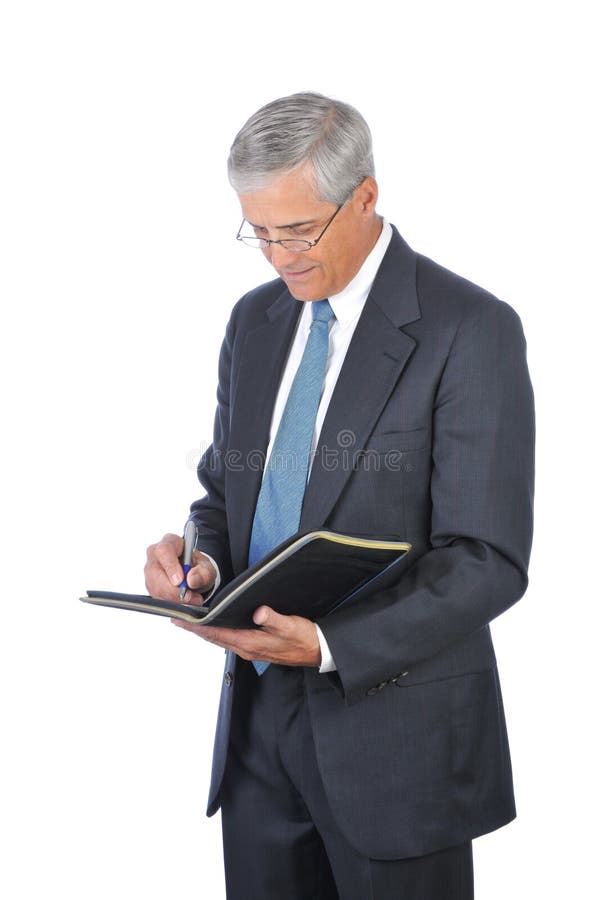 Middle Aged Businessman Taking Notes Stock Image - Image of career ...