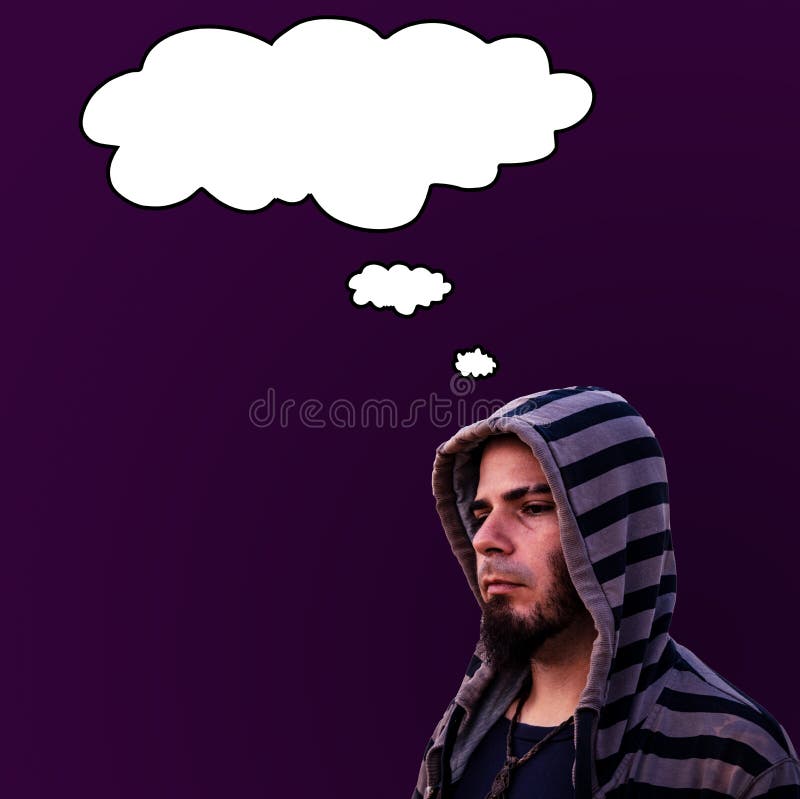 Middle-aged Caucasian Man with a Bored Expression and Clouds that ...