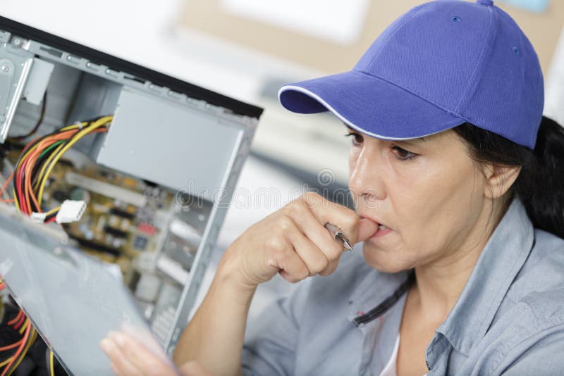 Middle-aged Checking Computer Stock Photo - Image of education, mature ...