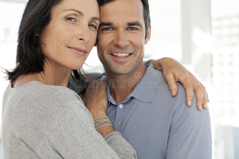 Couple In Love Hugging - Middle Aged People - Portrait Stock Photo ...