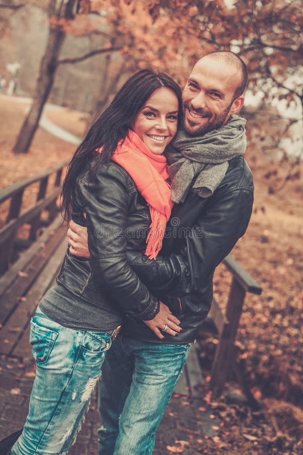 Happy Middle-aged Couple on Autumn Day Stock Photo - Image of happiness ...