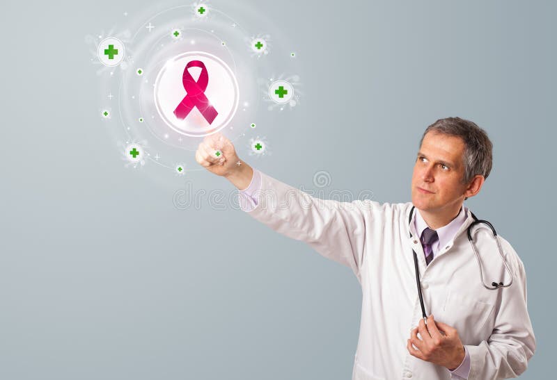 Middle Aged Doctor Pressing Modern Medical Type of Button Stock Photo ...