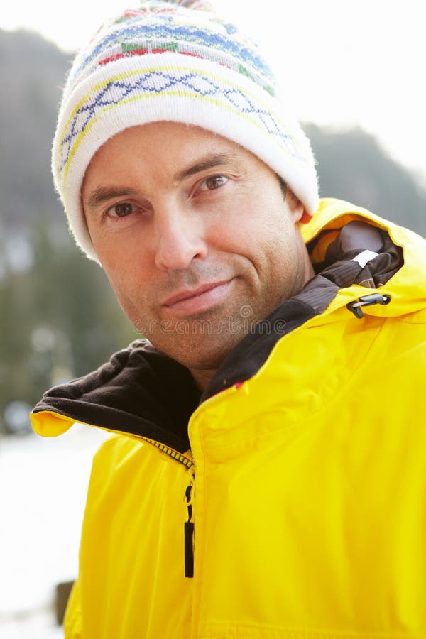 Middle Aged Man Dressed for Cold Weather Stock Photo - Image of happy ...