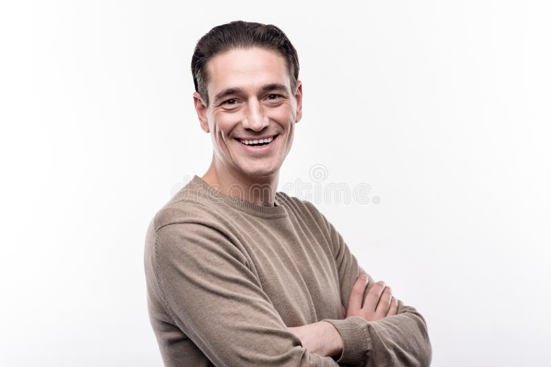 Middle-aged Man Folding His Arms and Smiling Stock Photo - Image of ... Middle-aged Man Folding His Arms and Smiling Stock Photo - Image of ...