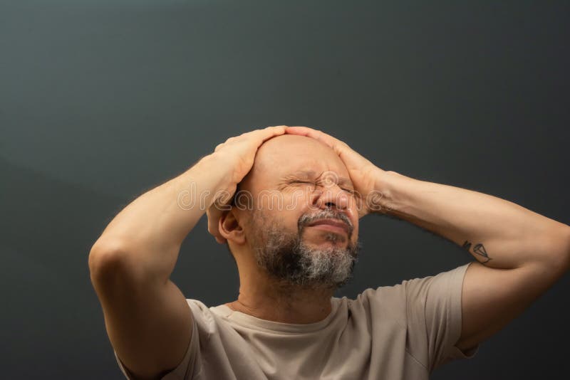 Middle-aged Man, Funny, Cheerful, Playing with a Plastic Bag Full of ...
