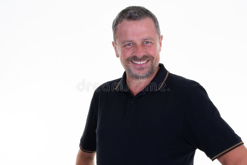 Middle Aged Man Handsome with Pleasant Face Expression Stock Photo ...