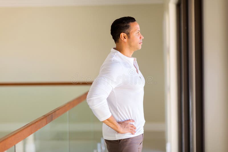 Middle Aged Man in His New Apartment Stock Photo - Image of lifestyle ...