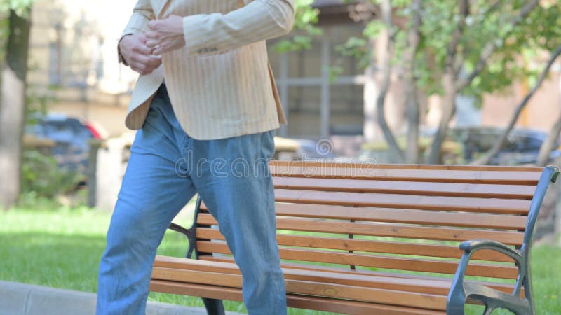 Middle Aged Man Standing Up and Leaving Bench Outdoor Stock Image ...