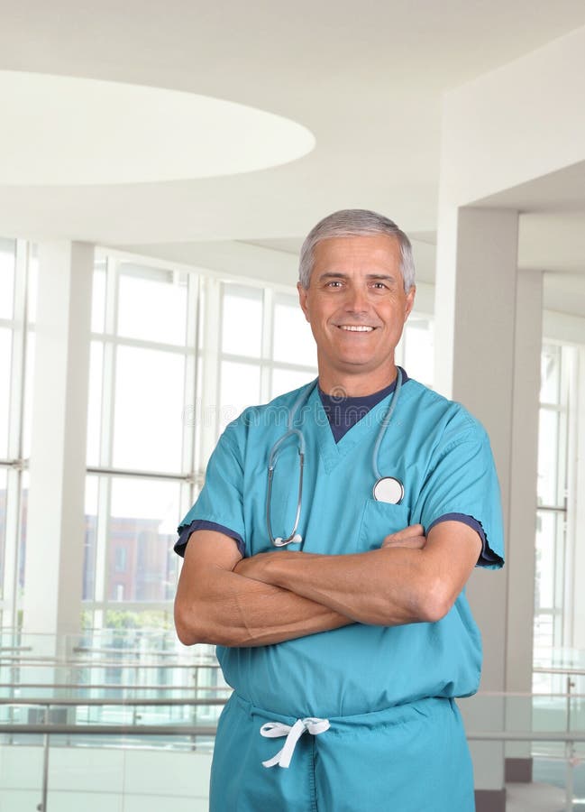 Middle Aged Medical Professional with Stethoscope Stock Photo - Image ...