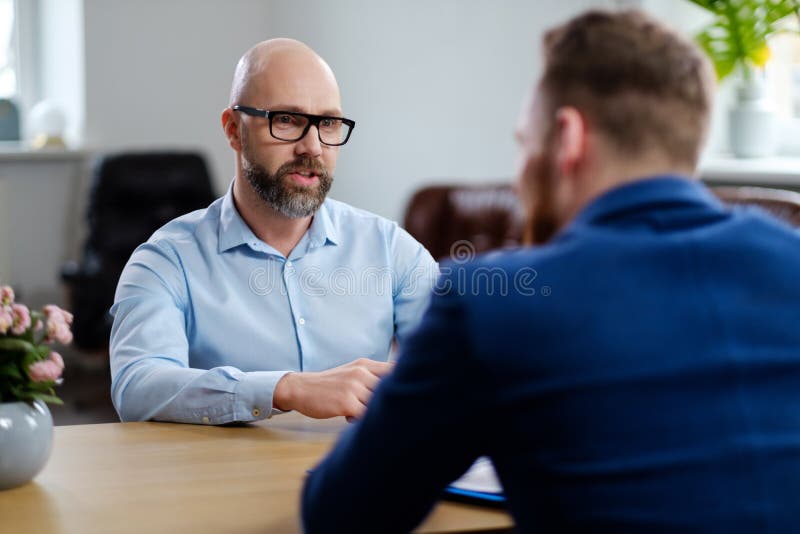 Middle-aged Man Attending Job Interview Stock Image - Image of ...